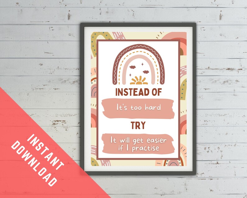 Growth Mindset Poster Set of Six. Growth Mindset Printable - Etsy