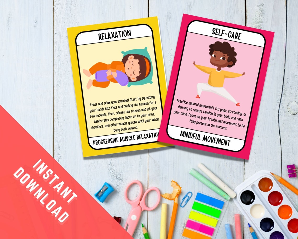 Printable Anxiety Coping Cards for Kids, Grounding Cards, Anxiety Cards ...
