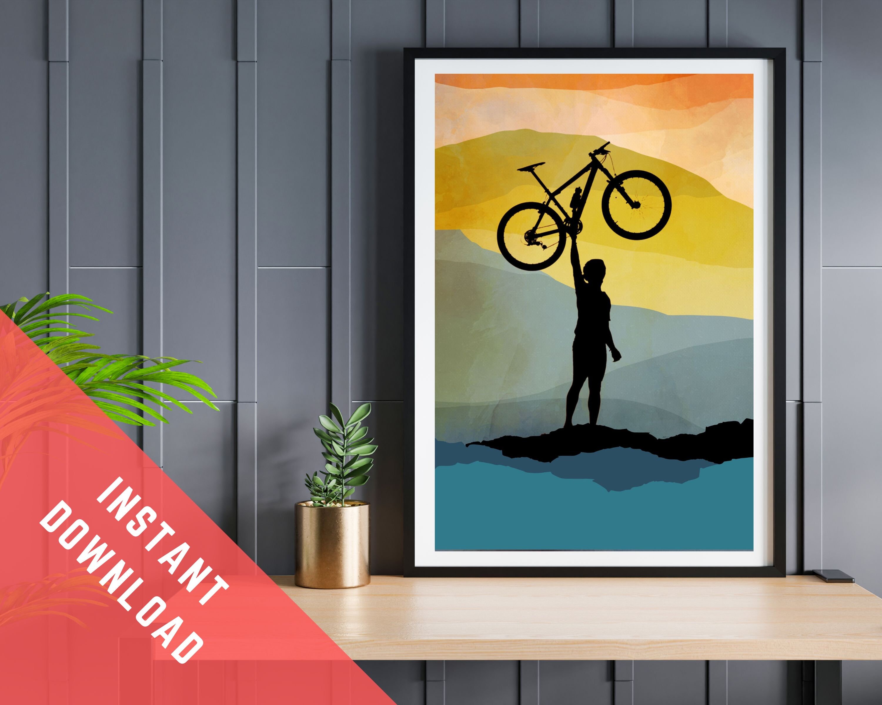 Instant Download Printable Mountain Bike Art Print. Abstract - Etsy