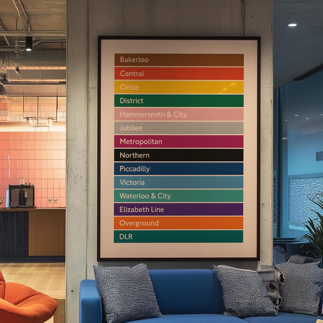 London Underground Map Art Print: Minimalist Subway Lines Poster - Etsy