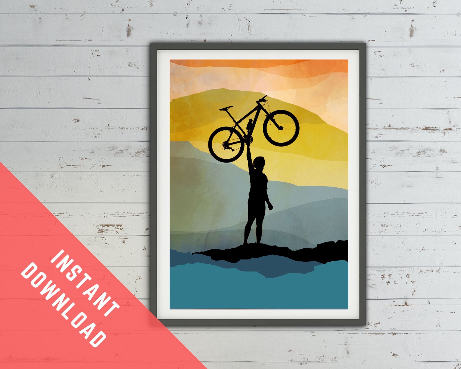 Instant Download Printable Mountain Bike Art Print. Abstract - Etsy