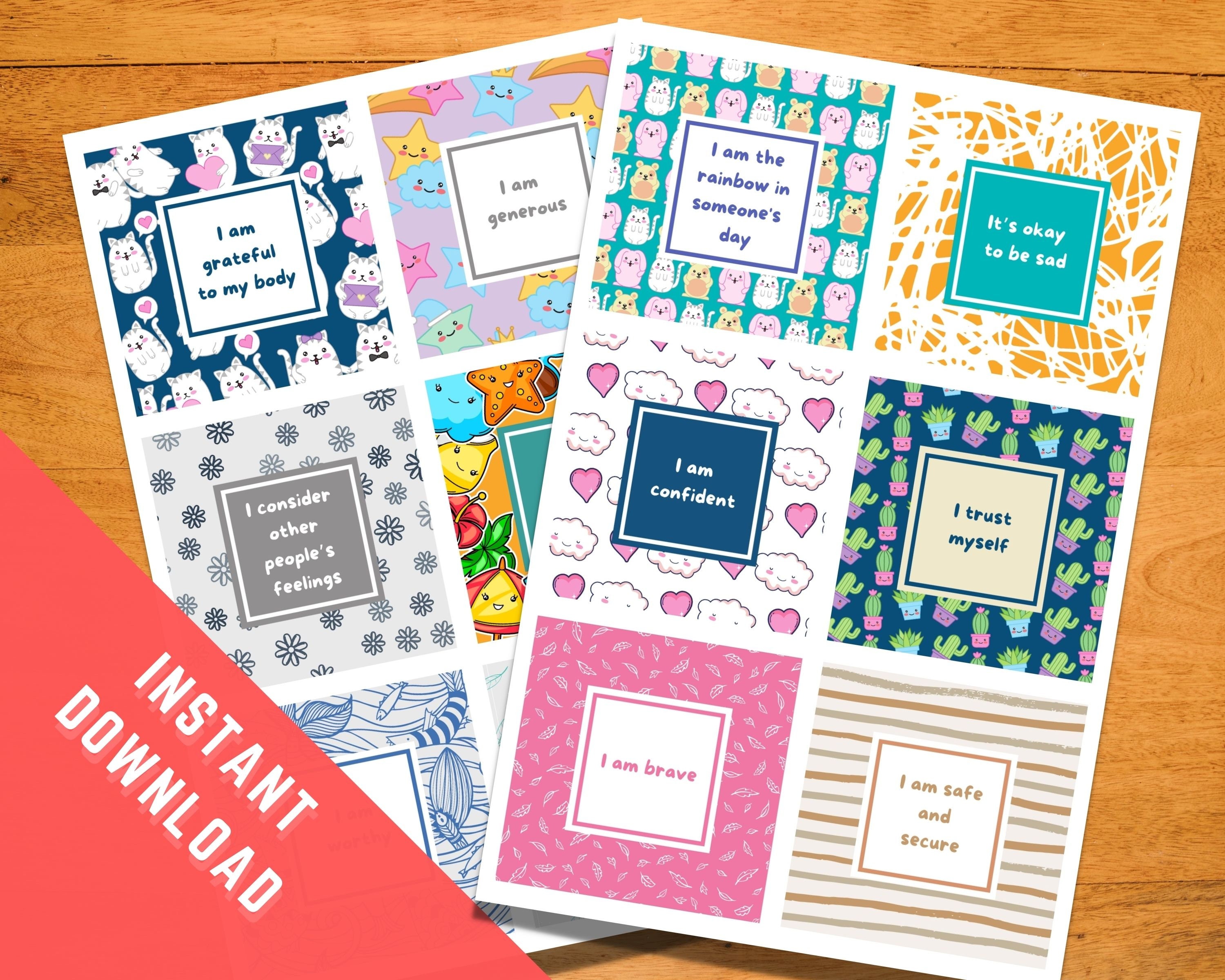 Set of 60 Fun Printable Kids Affirmation Cards |children's Positive ...