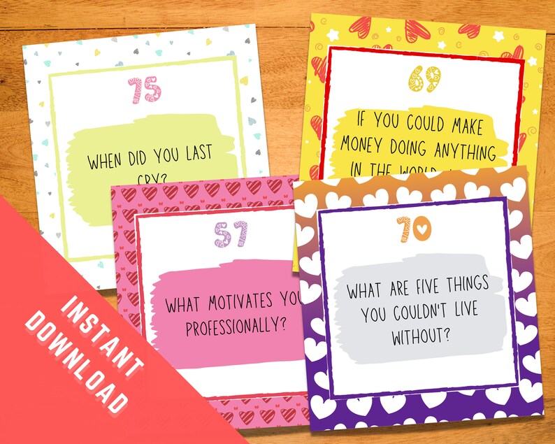 100 Printable Conversation Cards. Relationship Question Cards With ...
