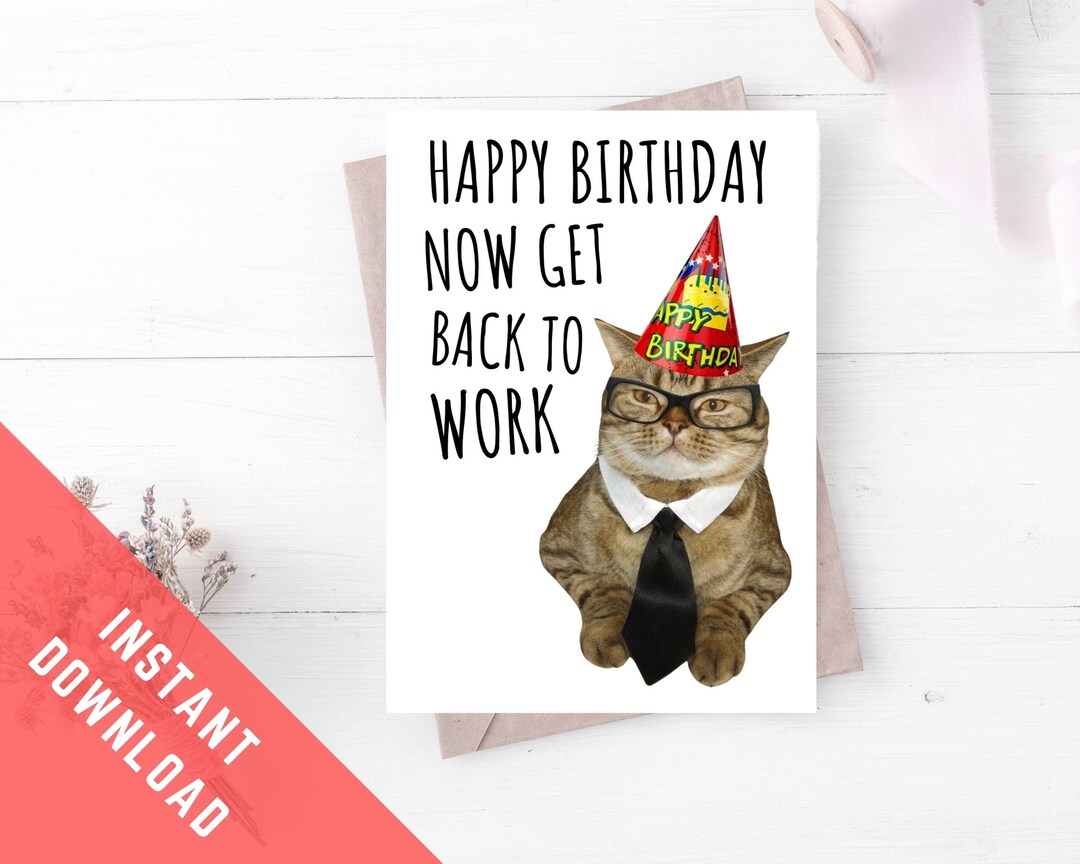 Funny Birthday Card for Coworker From Boss / Colleague. Printable ...