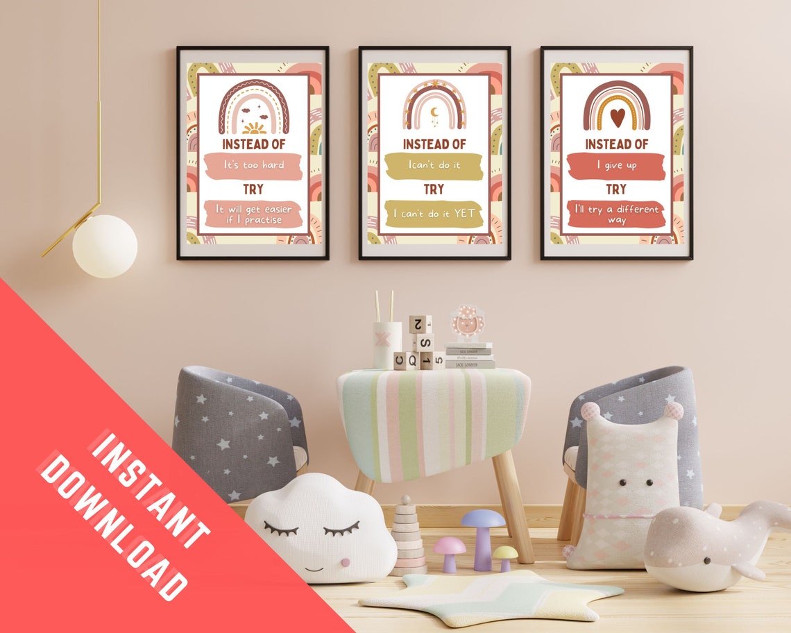 Growth Mindset Poster Set of Six. Growth Mindset Printable - Etsy