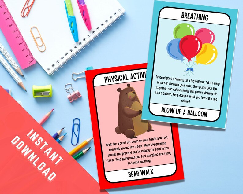 Printable Anxiety Coping Cards for Kids, Grounding Cards, Anxiety Cards ...