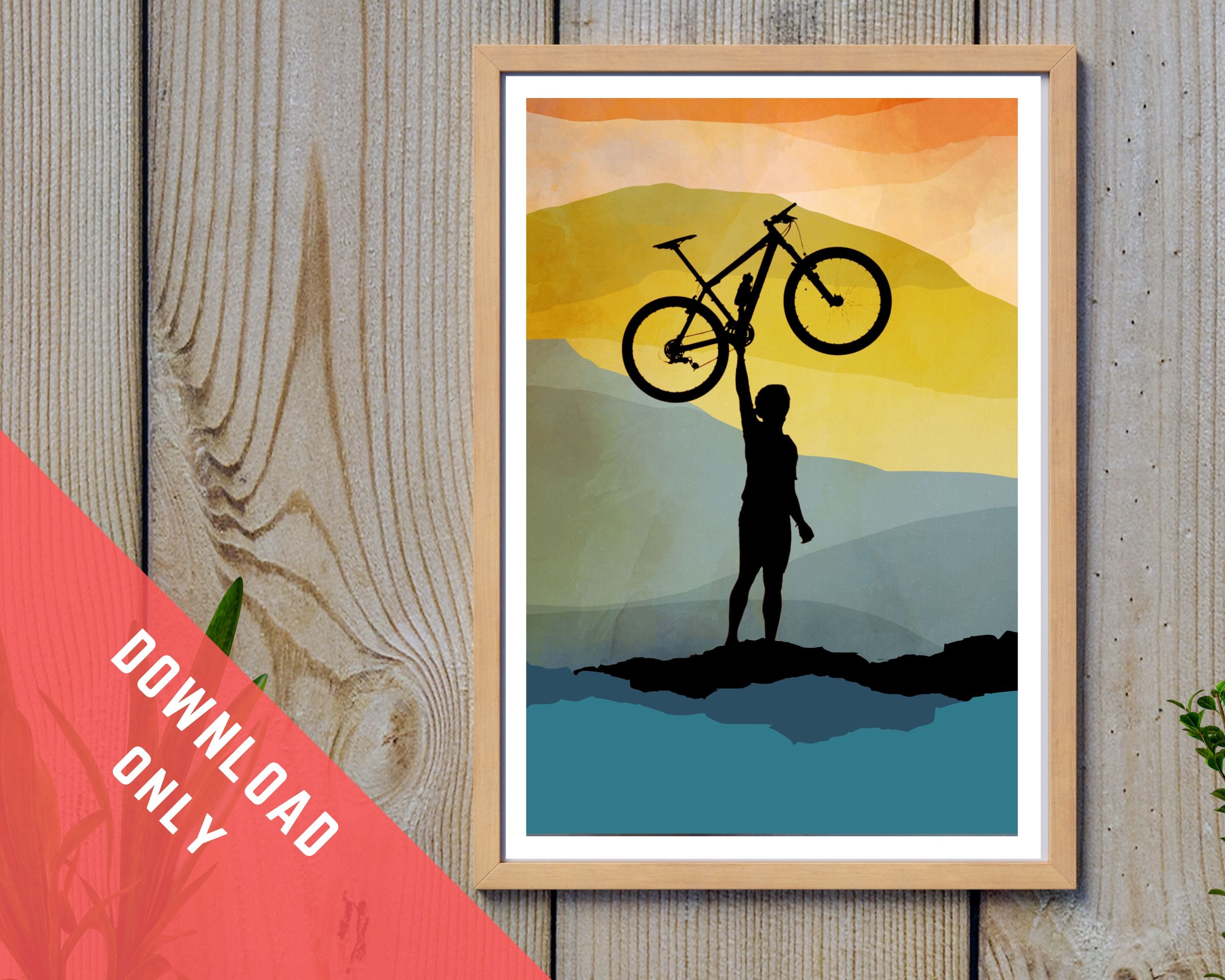 Instant Download Printable Mountain Bike Art Print. Abstract Mountain ...