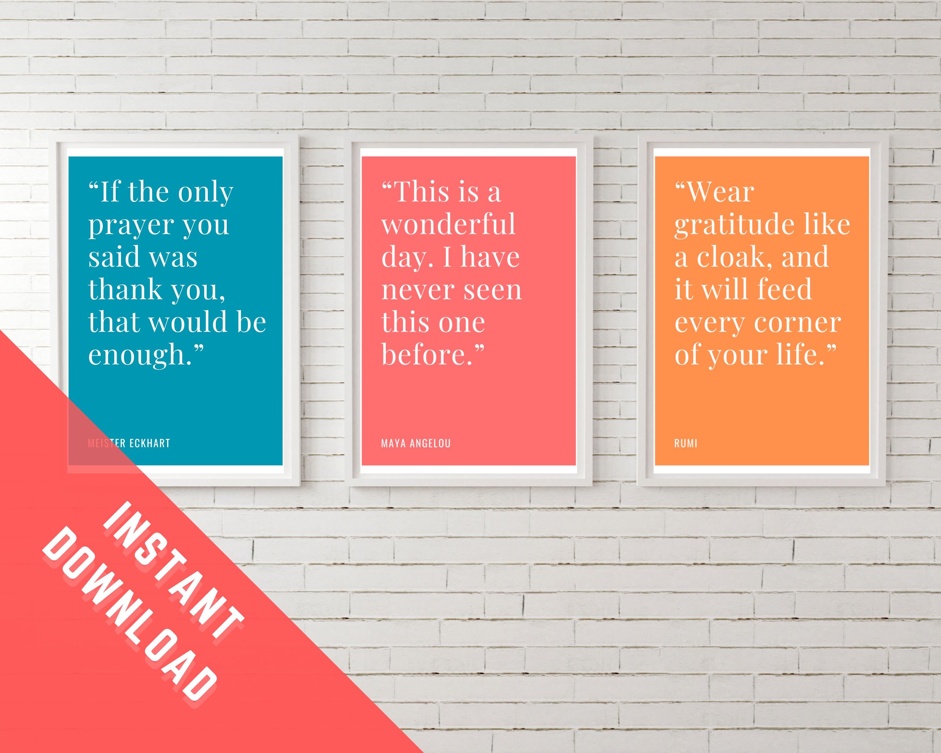 Printable Gratitude Quotes Printable Wall Art Set of 3, Gratitude ...