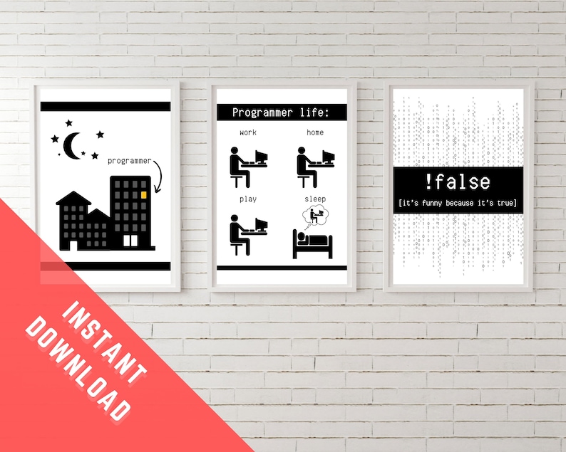 Computer Science Poster Set of 3. Programmer Gift. Nerdy Wall Prints ...