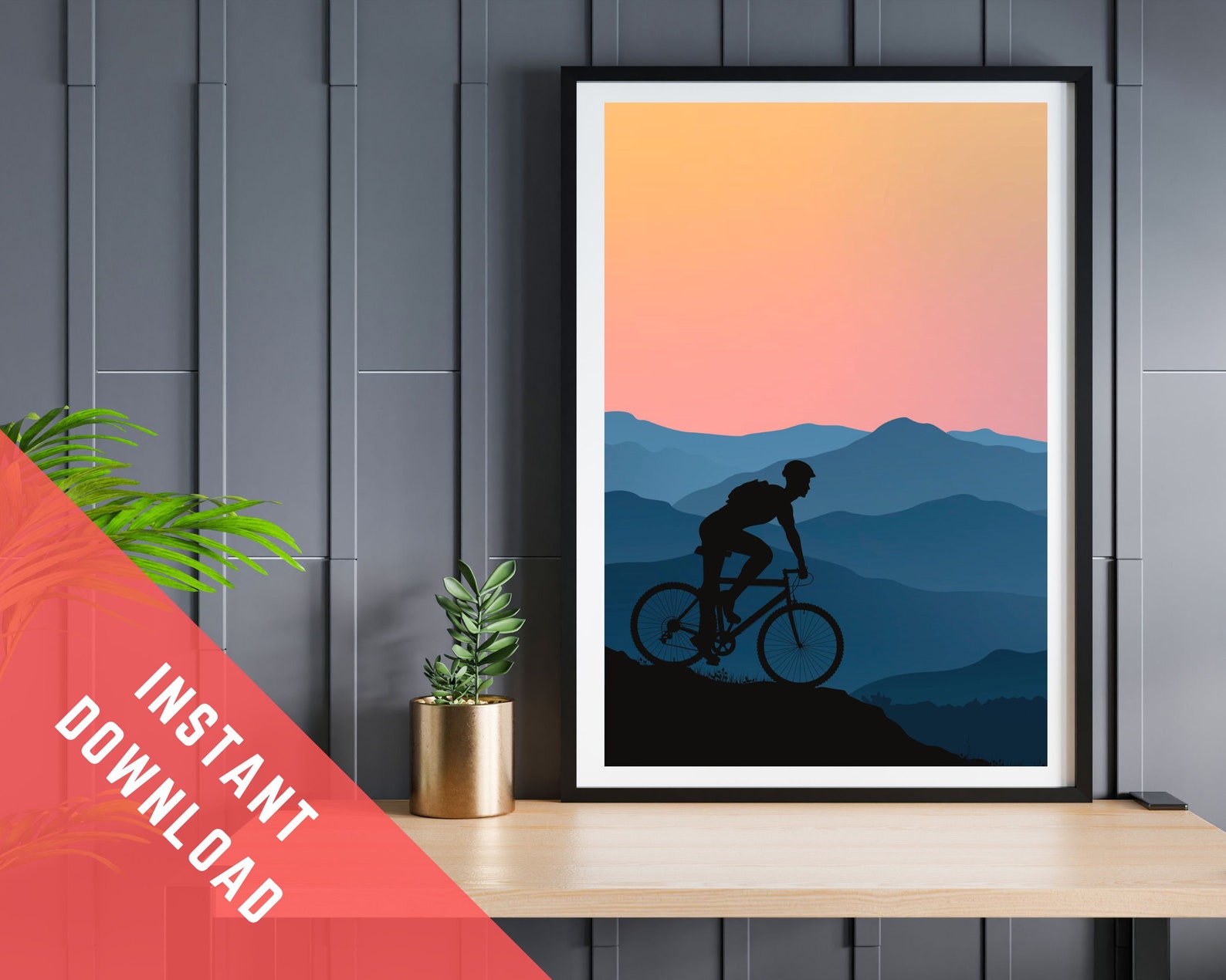 Instant Download Printable Mountain Bike Art Print. Abstract - Etsy