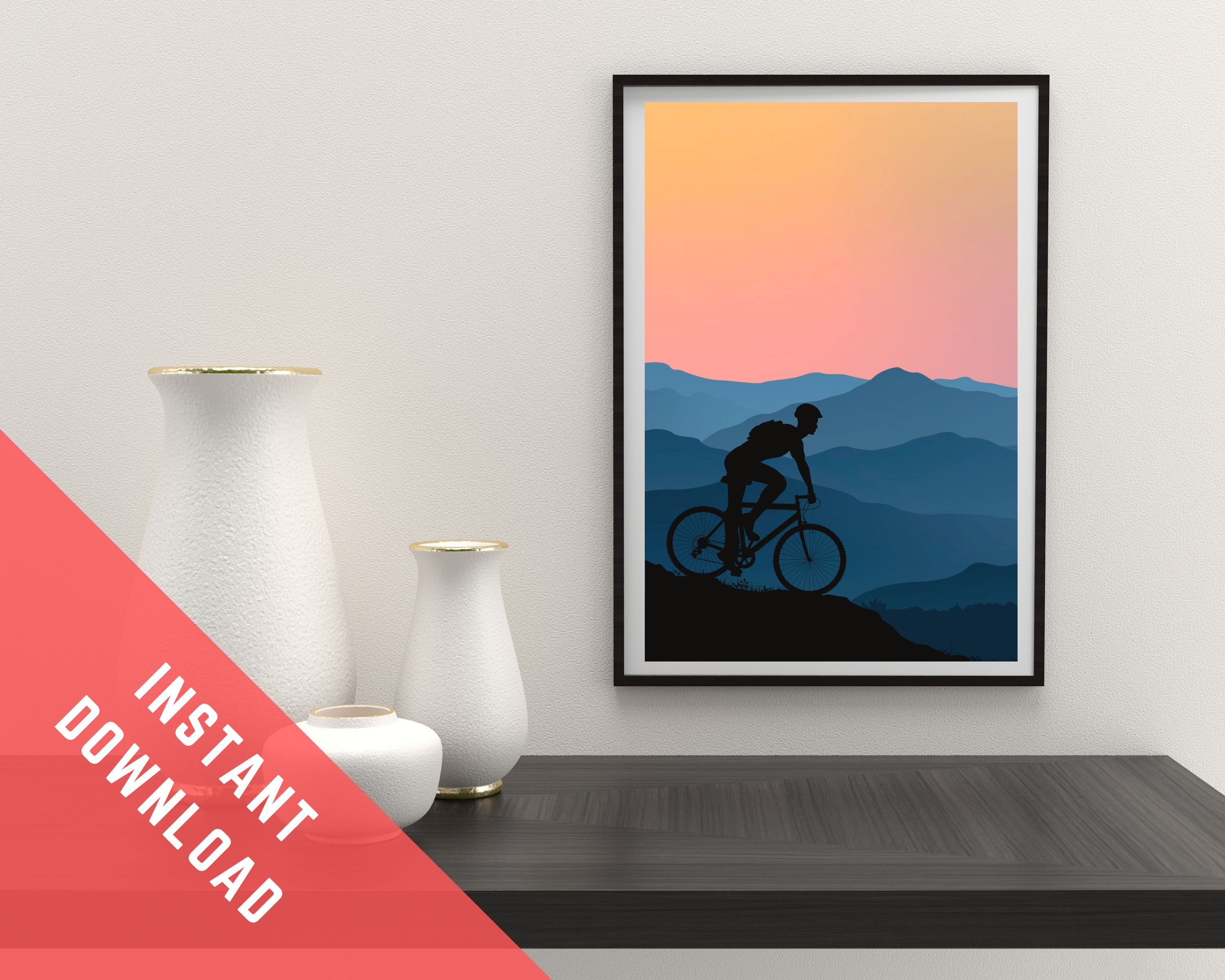 Instant Download Printable Mountain Bike Art Print. Abstract - Etsy