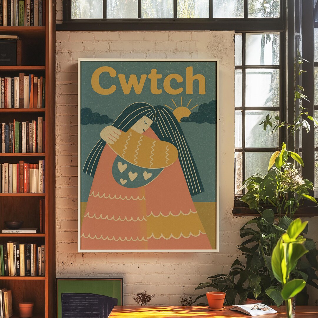 Cwtch Welsh Poster – Retro Hug Wall Art, Gift for Friends & Loved Ones ...