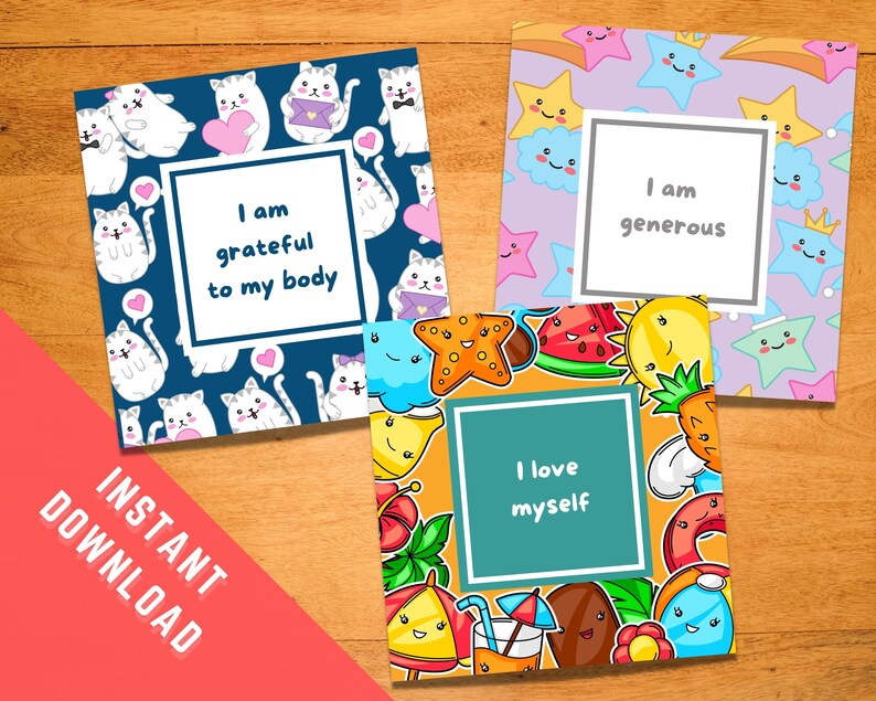 Set of 60 Fun Printable Kids Affirmation Cards |children's Positive ...
