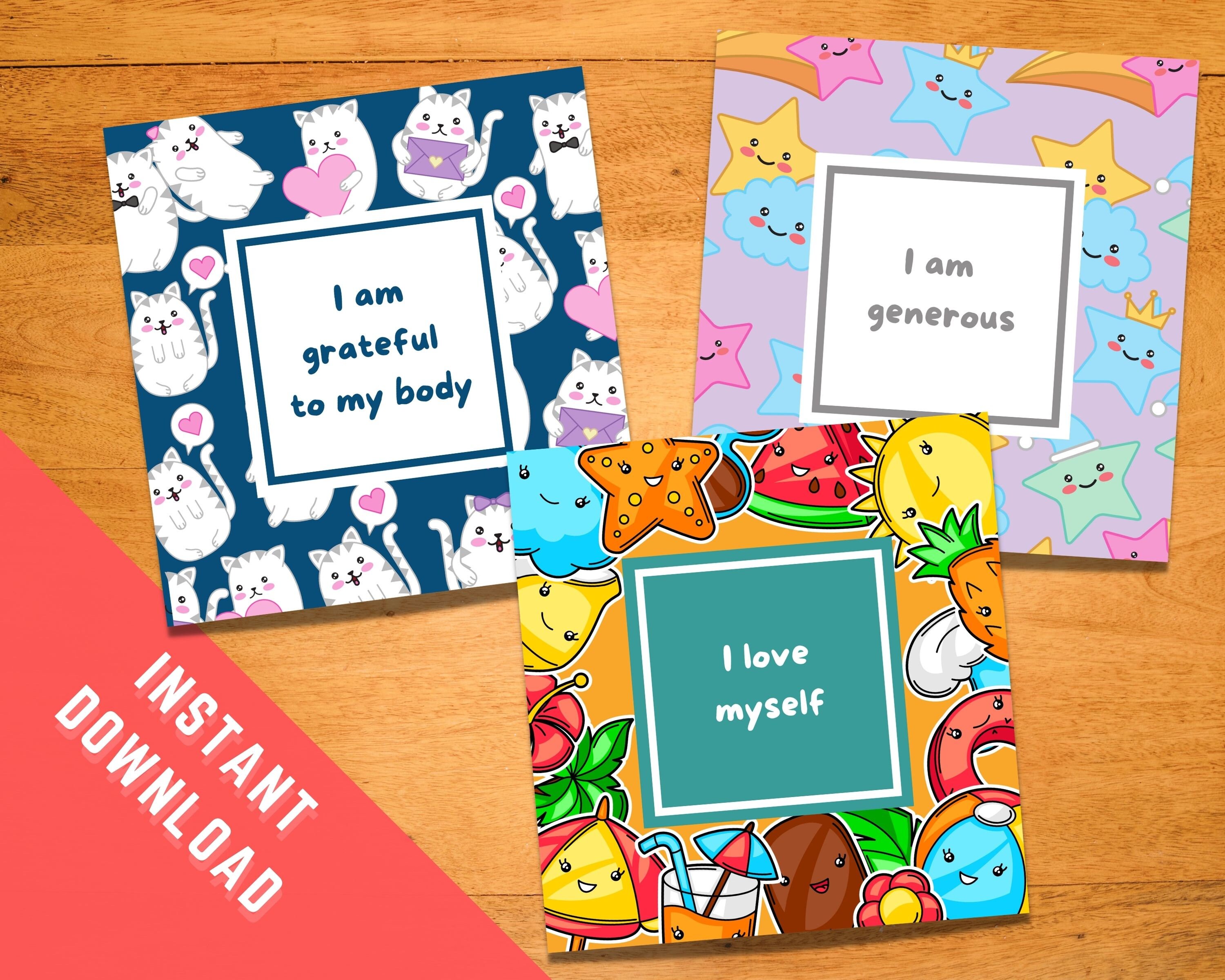 Set of 60 Fun Printable Kids Affirmation Cards children's Positive ...