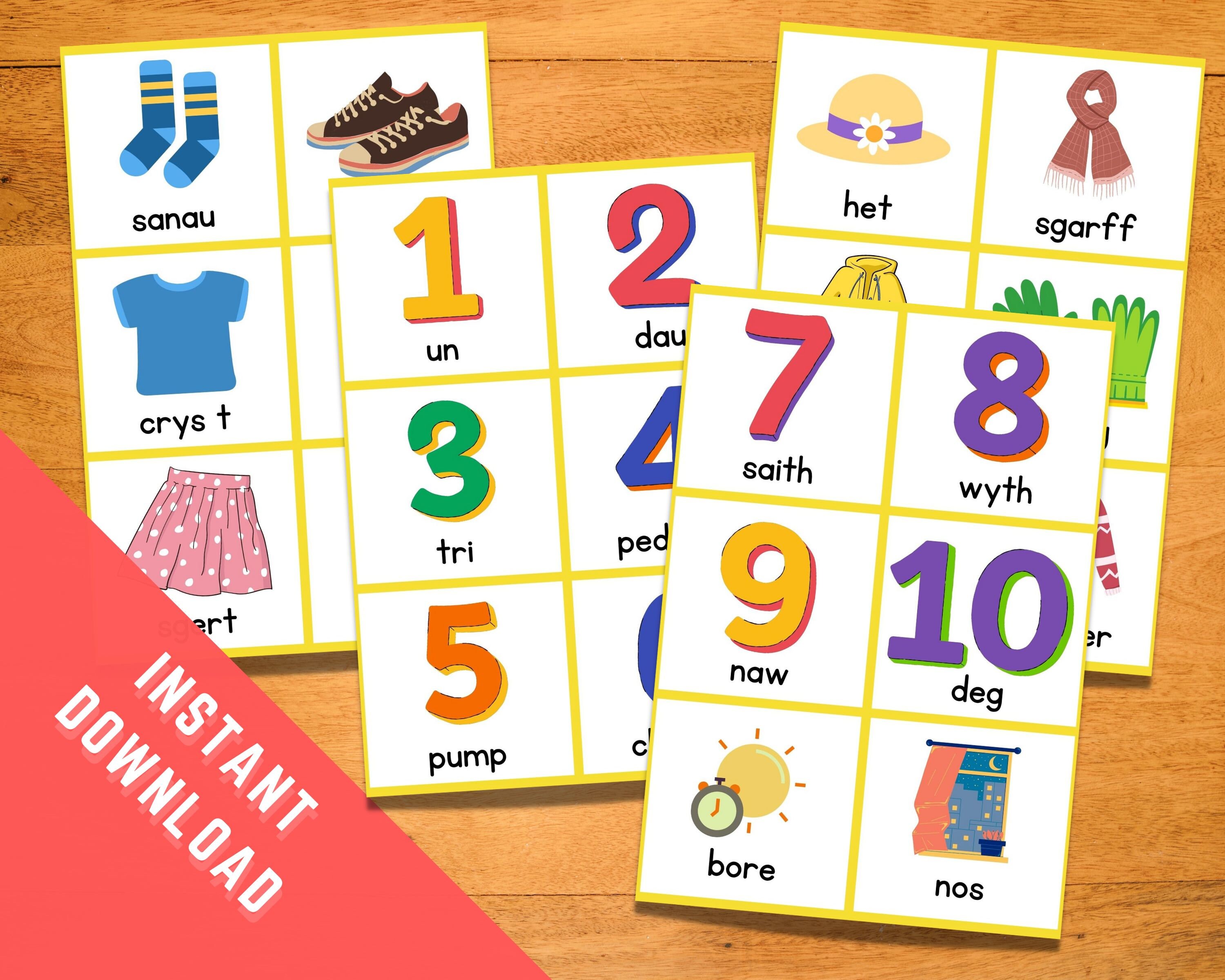 English and Welsh Flashcards. 120 Printable Flash Cards Welsh Language ...