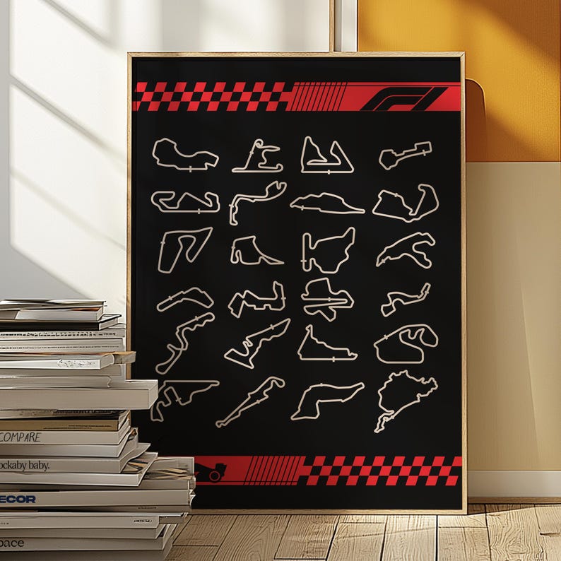 Formula 1 Race Track Layout Poster, Modern F1 Wall Art, Motorsport ...