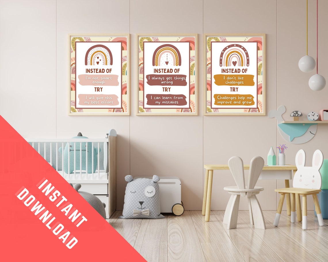 Growth Mindset Poster Set of Six. Growth Mindset Printable - Etsy