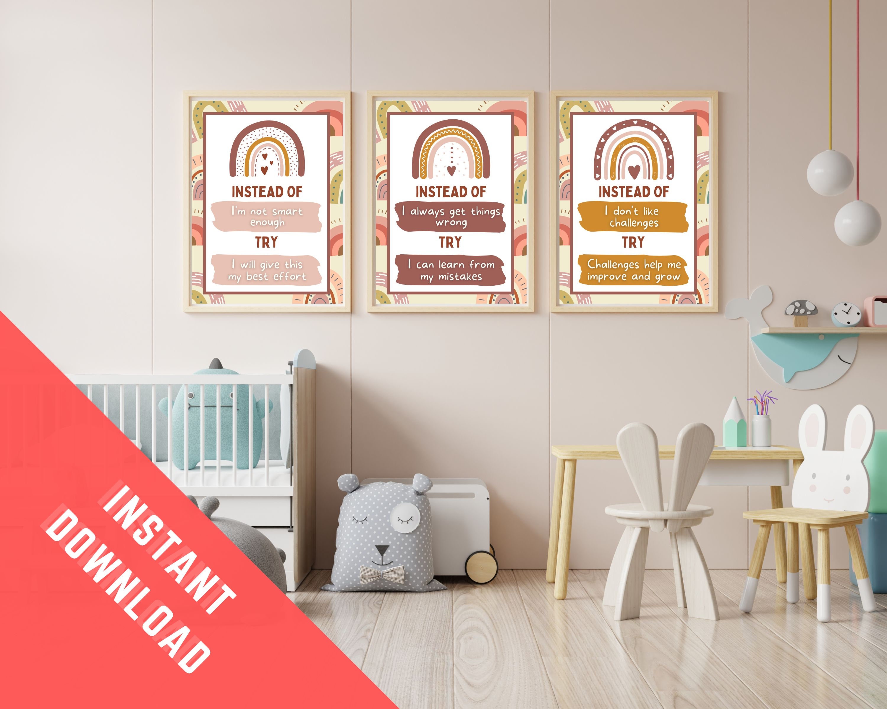 Growth Mindset Poster Set of Six. Growth Mindset Printable - Etsy