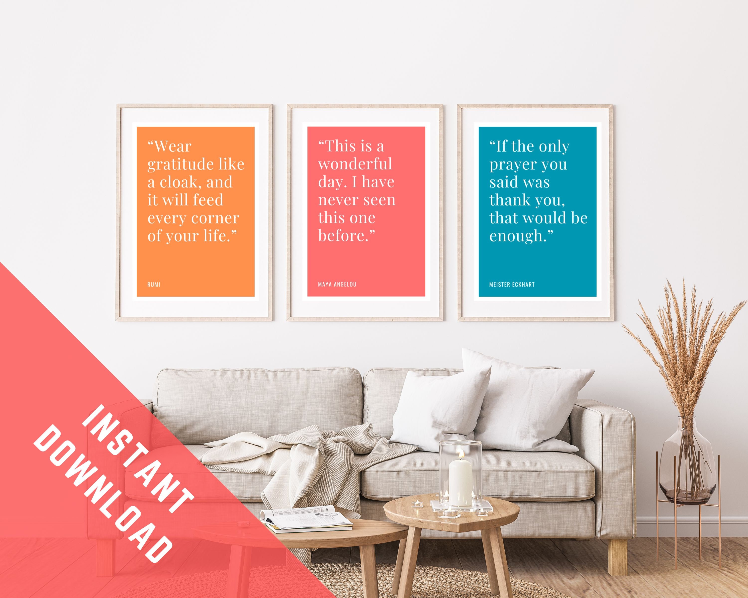 Printable Gratitude Quotes Printable Wall Art Set of 3, Gratitude ...