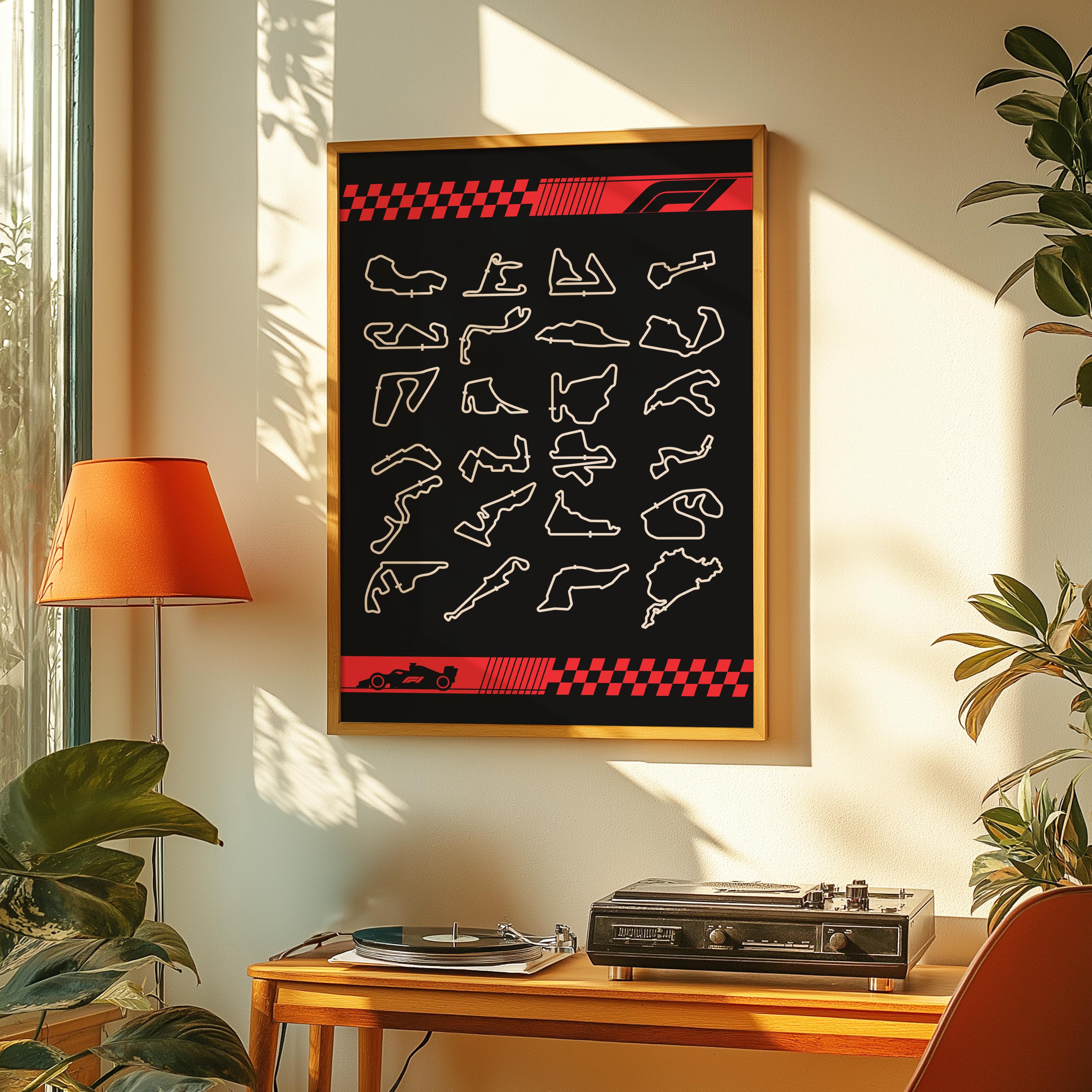 Formula 1 Race Track Layout Poster, Modern F1 Wall Art, Motorsport ...