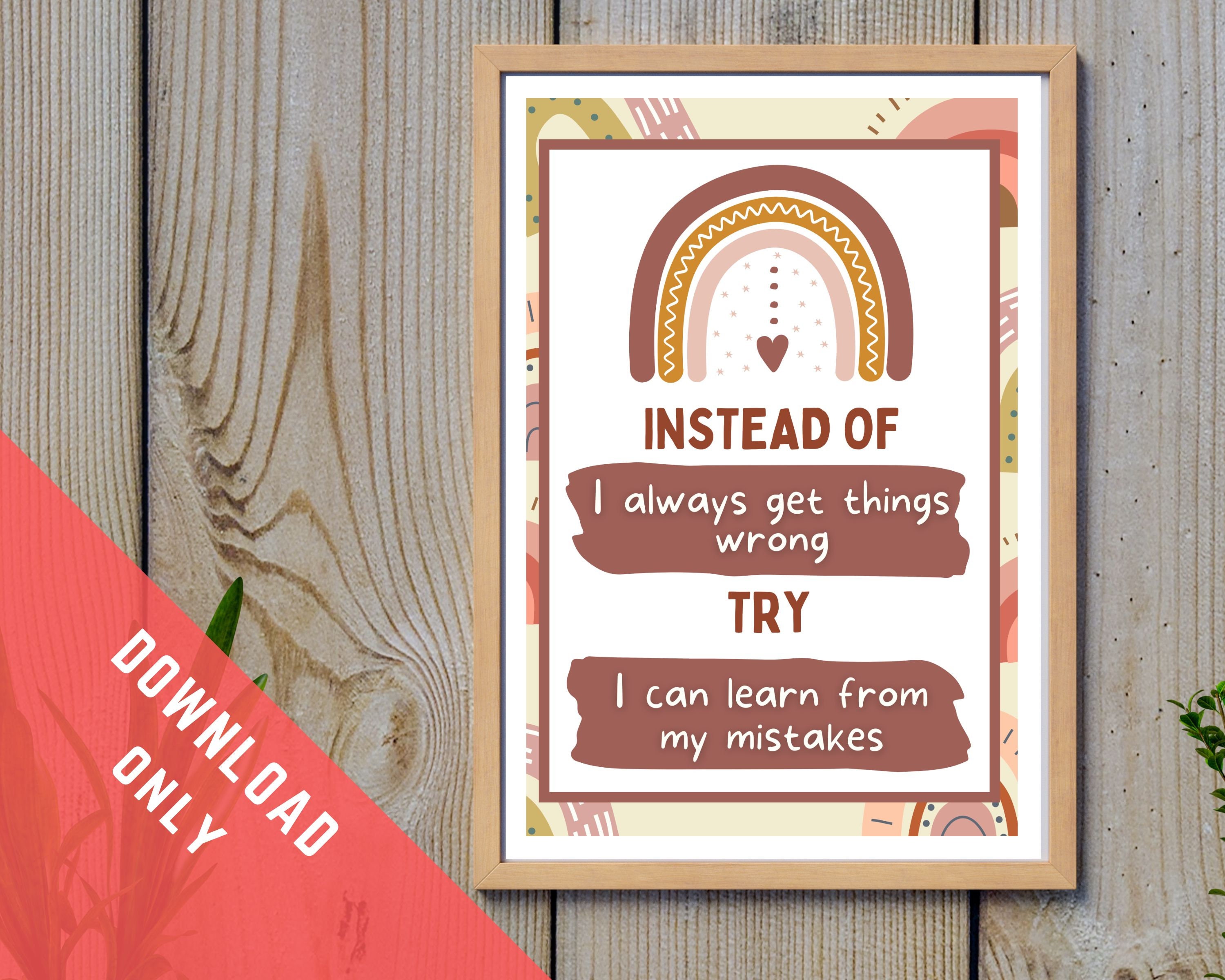Growth Mindset Poster Set of Six. Growth Mindset Printable - Etsy