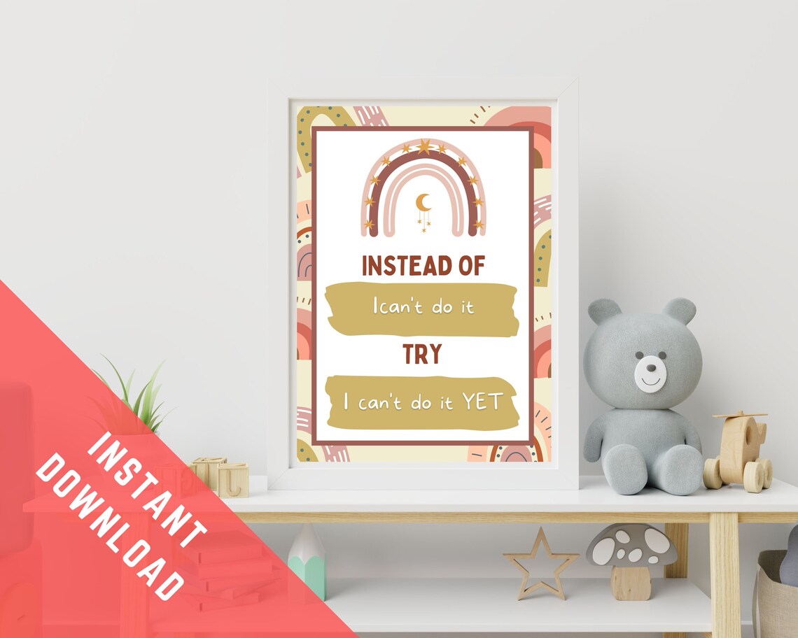 Growth Mindset Poster Set of Six. Growth Mindset Printable - Etsy