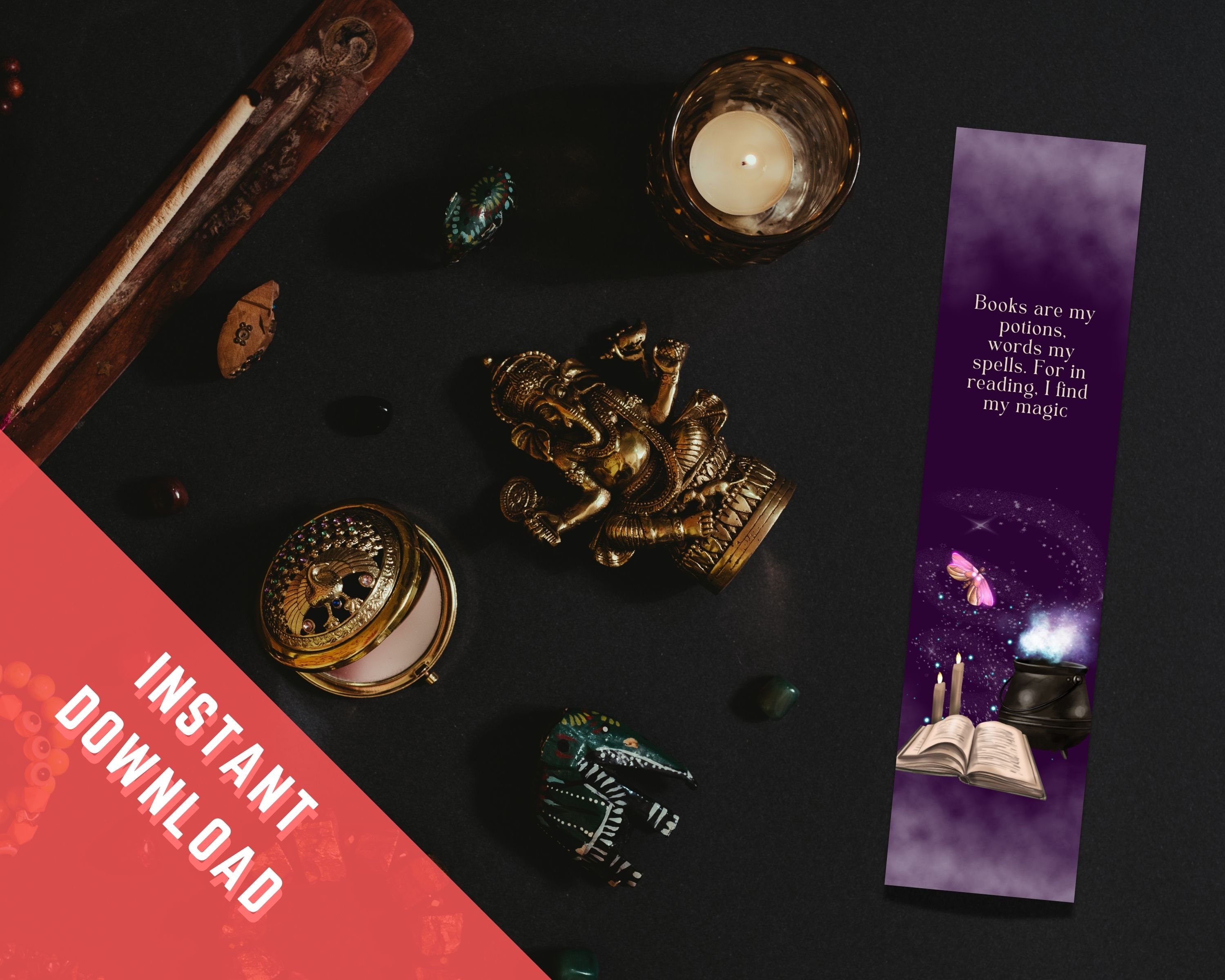 10 Witchy Bookmark Printable Celestial Bookmarks Set Moon - Etsy