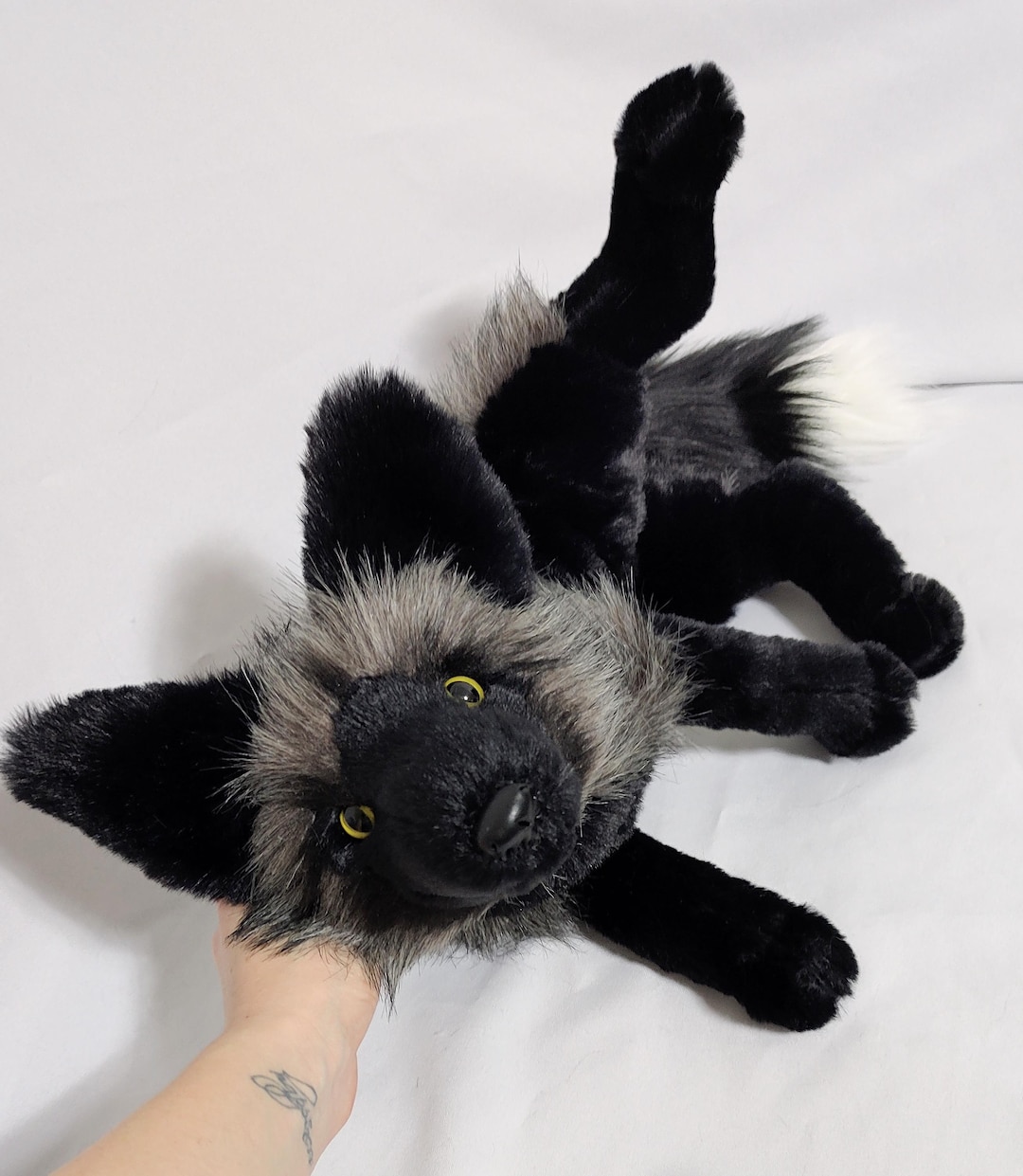 IN STOCK Weighted&floppy Silver Fox Plush With Yellow Eyes/ Small Size ...