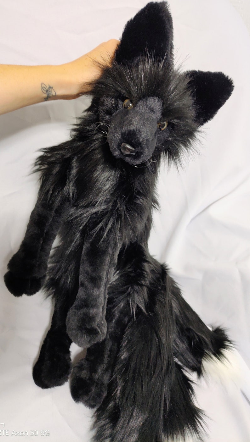 Made to Order! NOT IN STOCK! 3 Tailed Kitsune Black Fox Plush/ Weighted ...