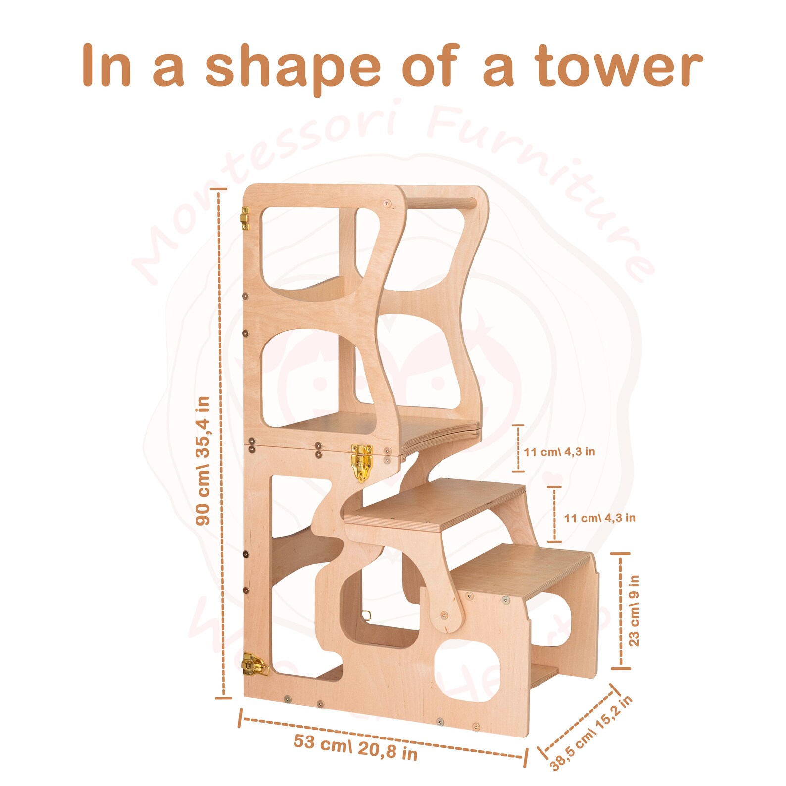 Step Stool With Back Montessori Tower Children Table Learning Chair ...