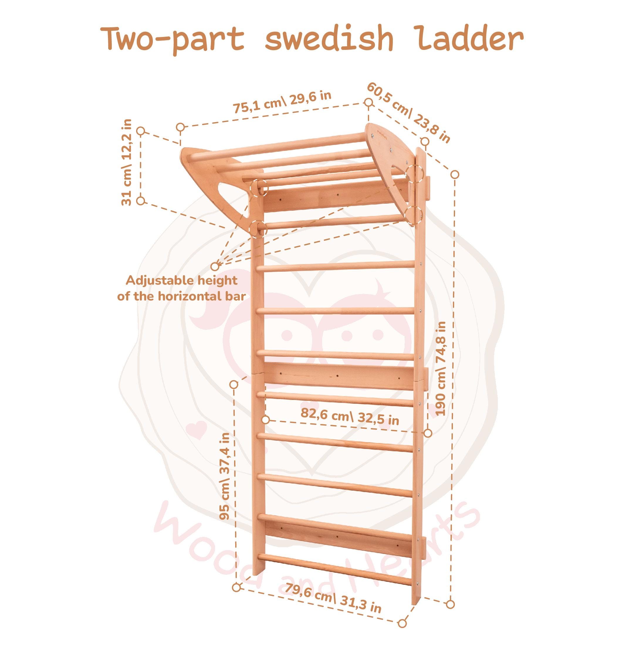 Swedish Ladder Kids With Rope Accessories, Climbing Wall for Kids ...