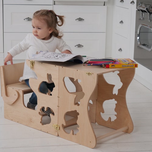 Kids Learning Chair Kitchen Step Stool Children Table Learning | Etsy