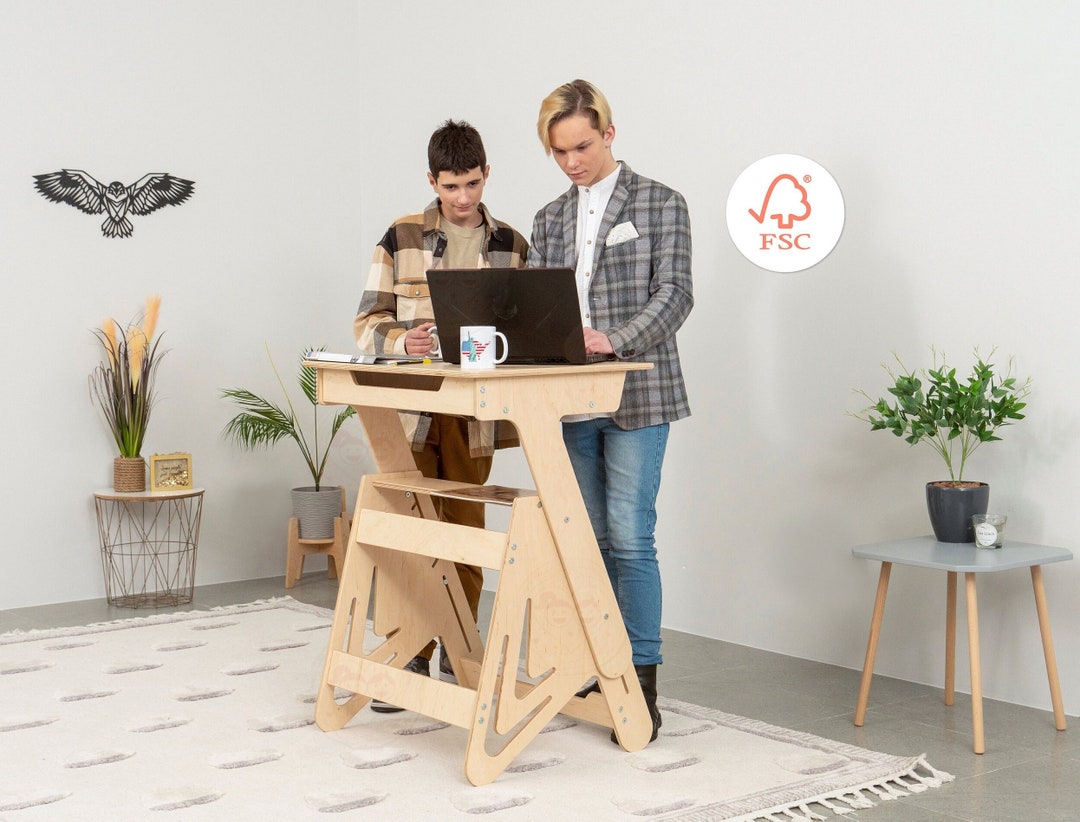 Adjustable Standing Desk for Kids and Teenagers, Wooden Multifunctional ...