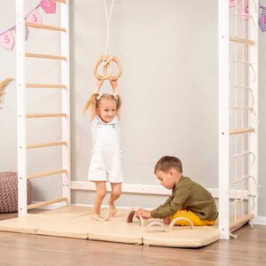 88x78 Large Swedish Ladder Bundle: Waldorf Playmat, Monkey Bars, Indoor ...