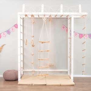 88x78 Large Swedish Ladder Bundle: Waldorf Playmat, Monkey Bars, Indoor ...