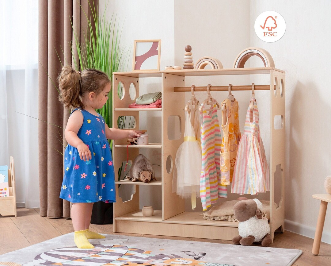 Montessori Wooden Wardrobe for Kids by Woodandhearts, Children's ...