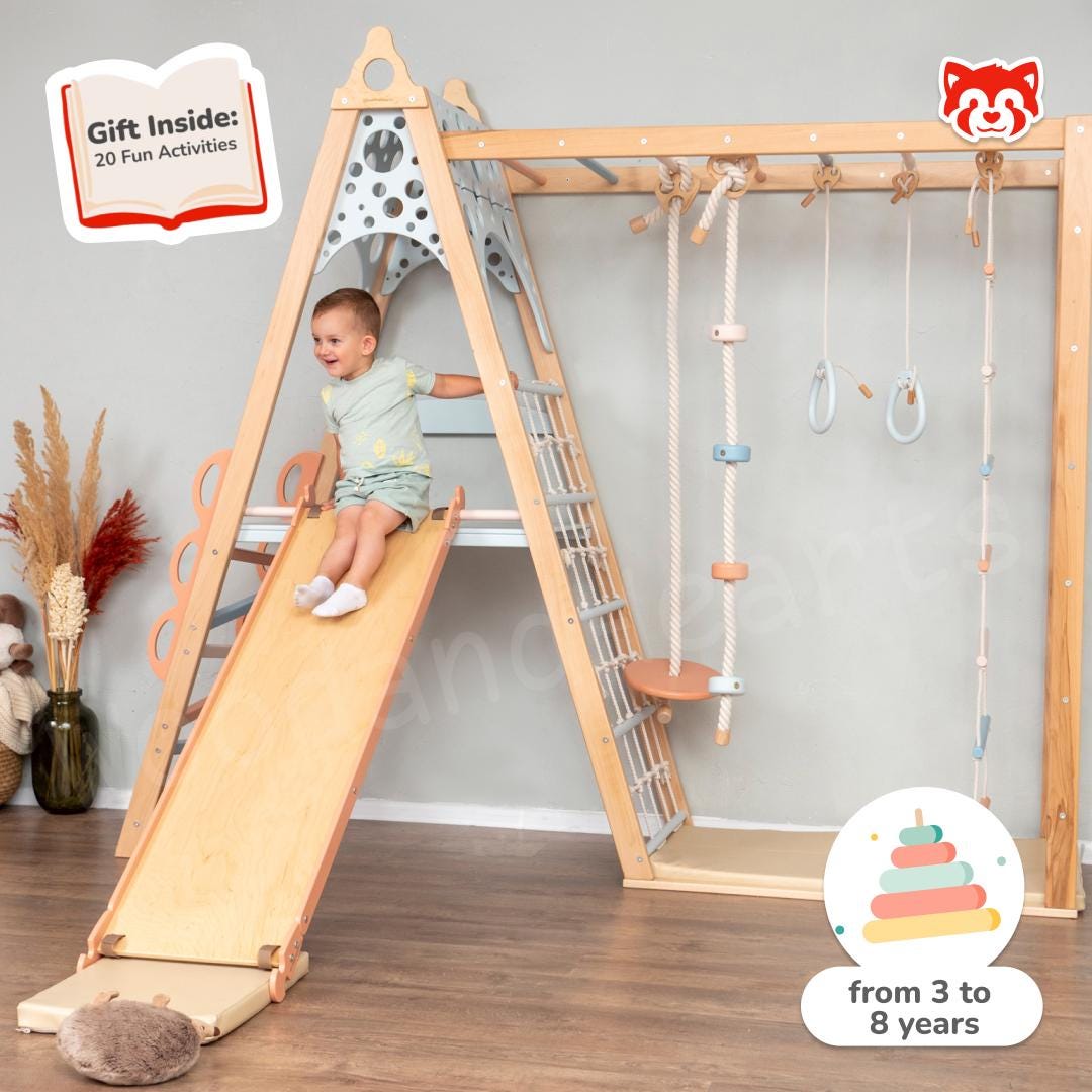 78x90" up to 8 Years Circle Teepee Montessori Climber Toddler Tower ...