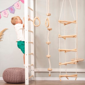 88x78 Large Swedish Ladder Bundle: Waldorf Playmat, Monkey Bars, Indoor ...