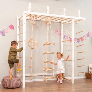 88x78 Large Swedish Ladder Bundle: Waldorf Playmat, Monkey Bars, Indoor ...