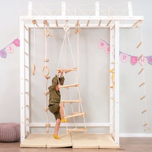 88x78 Large Swedish Ladder Bundle: Waldorf Playmat, Monkey Bars, Indoor ...