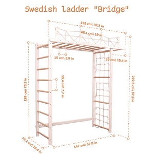 88x78 Large Swedish Ladder Bundle: Waldorf Playmat, Monkey Bars, Indoor ...