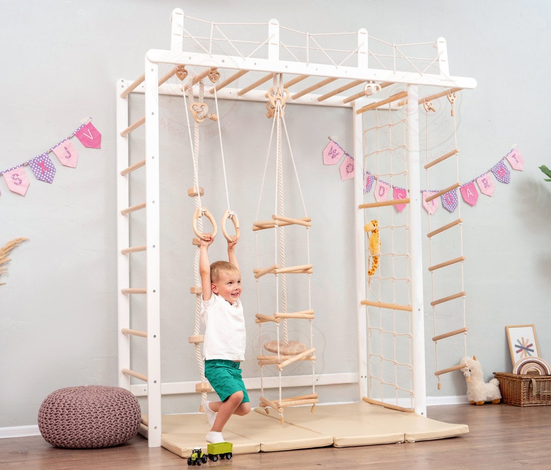 88x78 Large Swedish Ladder Bundle: Waldorf Playmat, Monkey Bars, Indoor ...