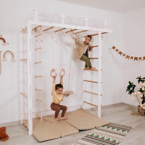 88x78" Large Swedish Ladder Bundle: Waldorf Playmat, Monkey Bars ...