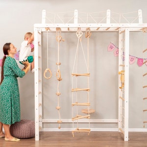 88x78 Large Swedish Ladder Bundle: Waldorf Playmat, Monkey Bars, Indoor ...