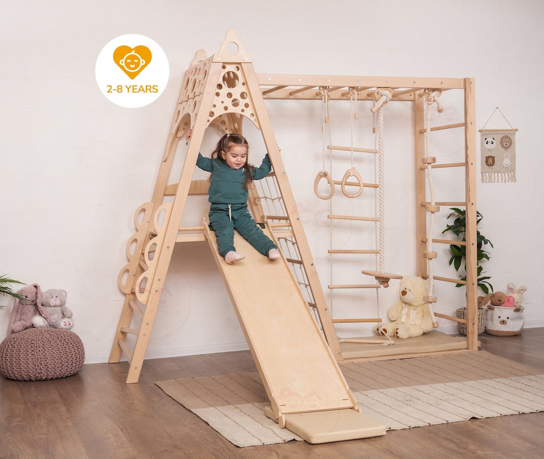 78x90 Montessori-inspired Wooden Teepee Indoor Playground for Kids ...