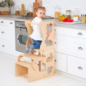 Kids Learning Chair Kitchen Step Stool Children Table Learning Chair ...