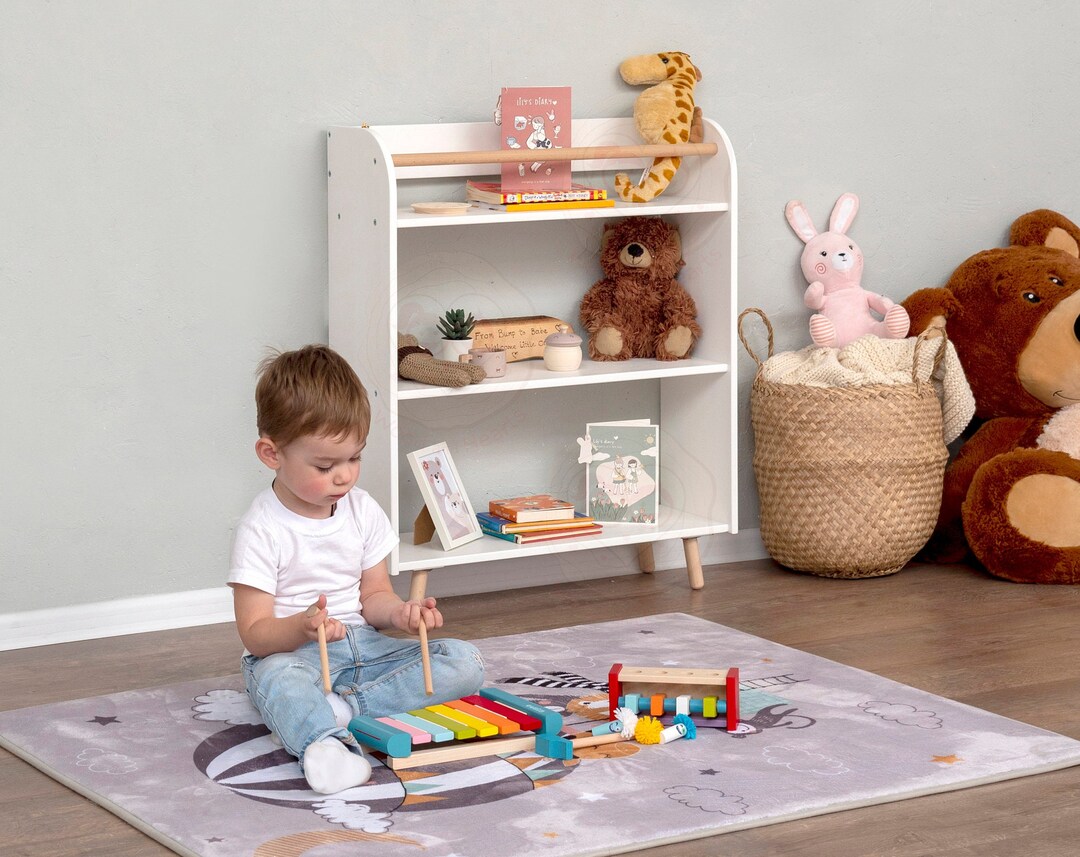 Montessori Bookcase With 3 Nursery Shelves, Waldorf Bookshelf Preppy ...
