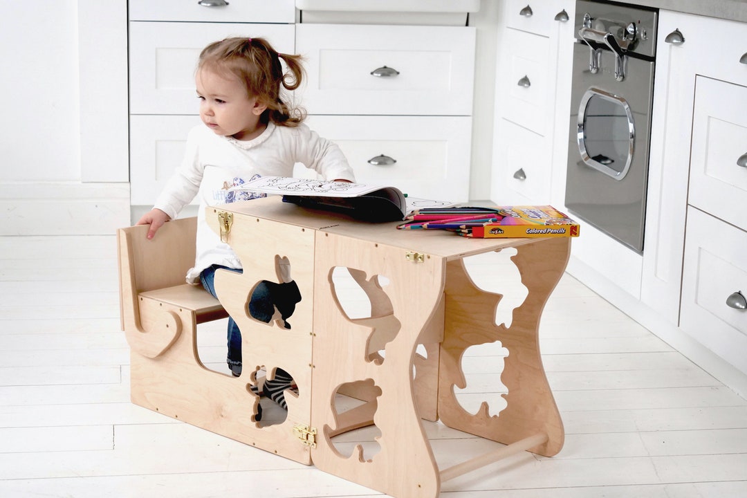 Kids Learning Chair Kitchen Step Stool Children Table Learning Chair ...