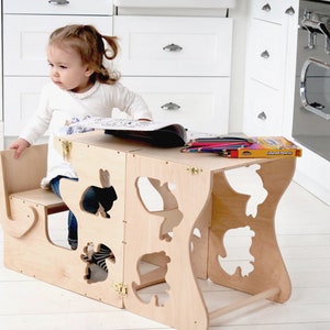 Kids Learning Chair Kitchen Step Stool Children Table Learning Chair ...