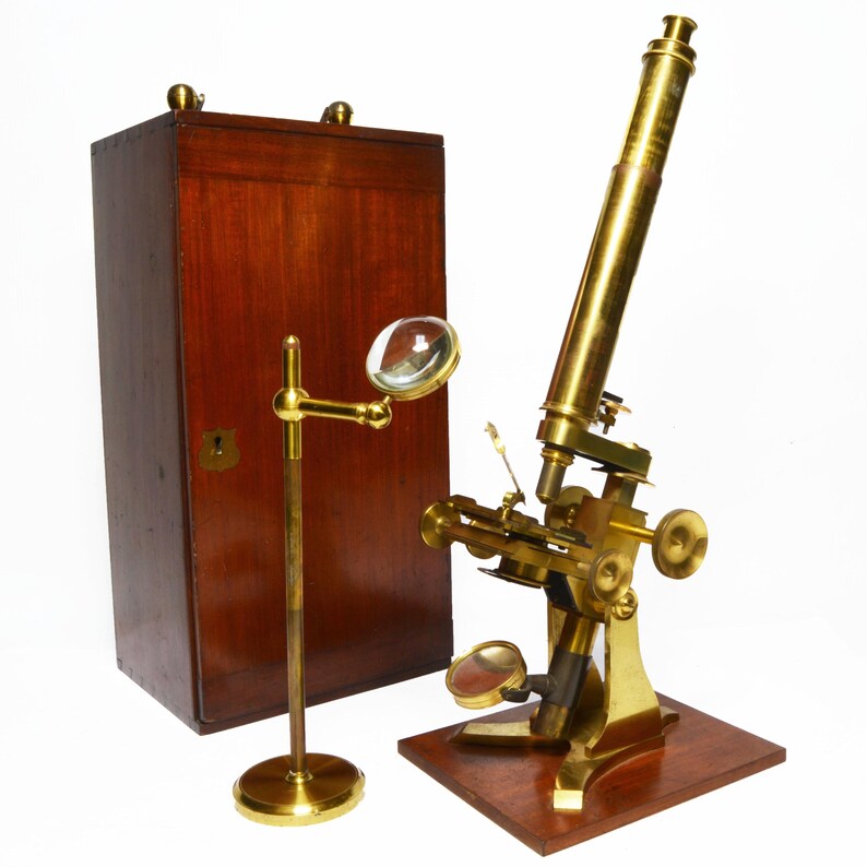 Antique Brass Microscope, Extremely Large, Bar Limb, Victorian Circa ...